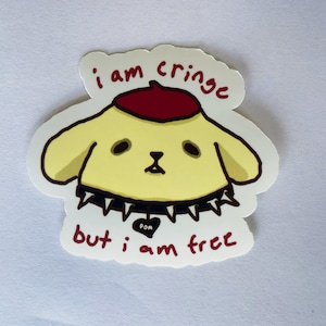 Sanrio Inspired Cute Yellow White Dog Bunny Cat Emo Cringe Sticker Cute ...