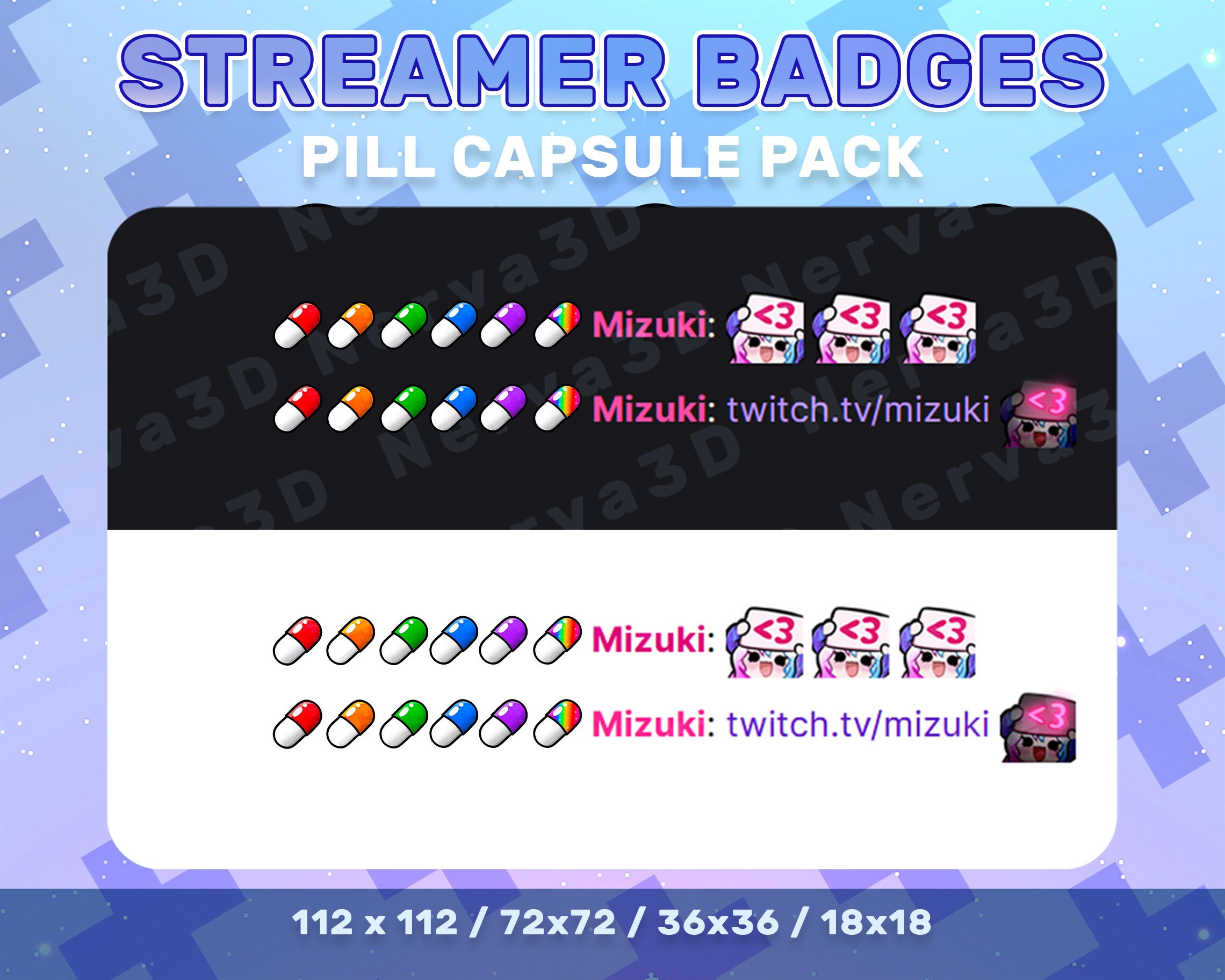 Pill Capsule Pack [ Standard ] Twitch Badges Sub or Bit Badges - Pills ...