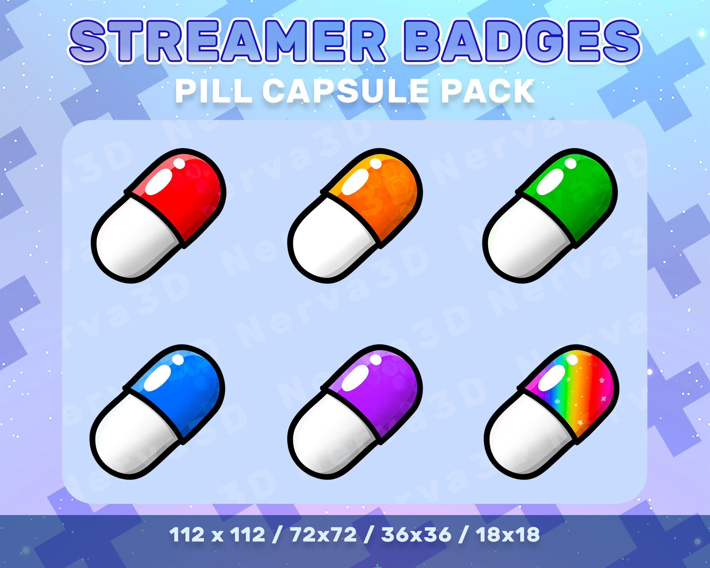 Pill Capsule Pack [ Standard ] Twitch Badges Sub or Bit Badges - Pills ...