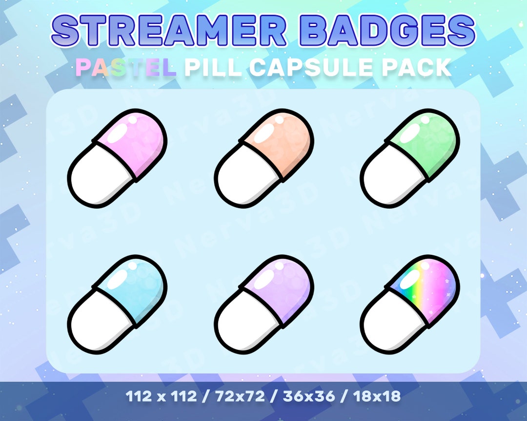 Pill Capsule Pack [ Pastel ] Twitch Badges Sub or Bit Badges - Pills ...