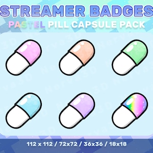 Pill Capsule Pack [ Pastel ] Twitch Badges Sub or Bit Badges - Pills ...