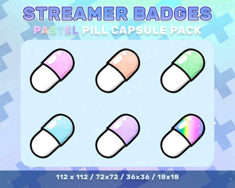 Pill Capsule Pack [ Pastel ] Twitch Badges Sub or Bit Badges - Pills ...