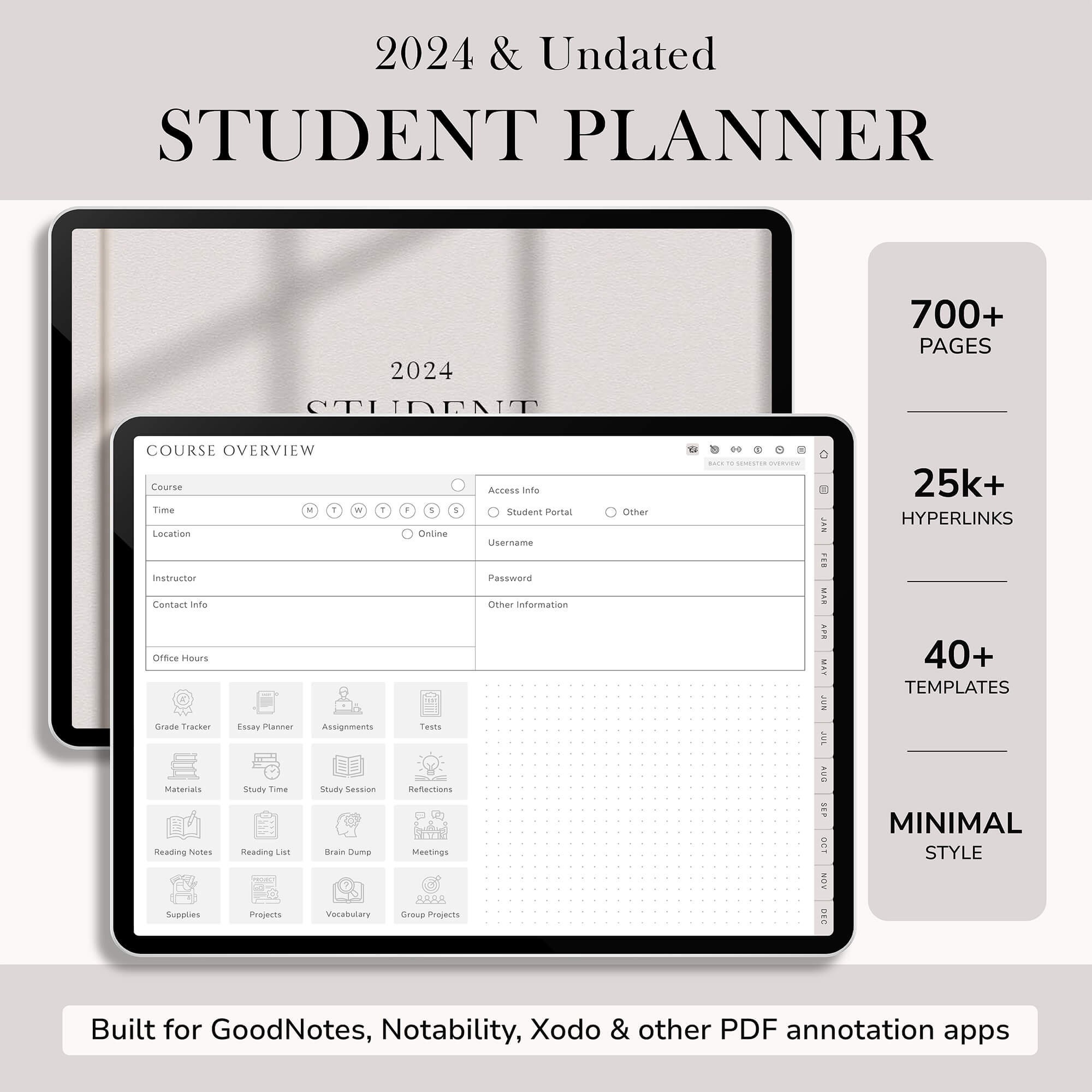 2024 Student Planner, Student Digital Planner, College Student Planner ...