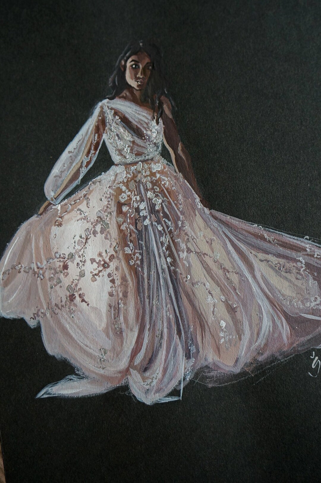 Princess Series Original Painting No.9 Signed, on Black Paper - Etsy