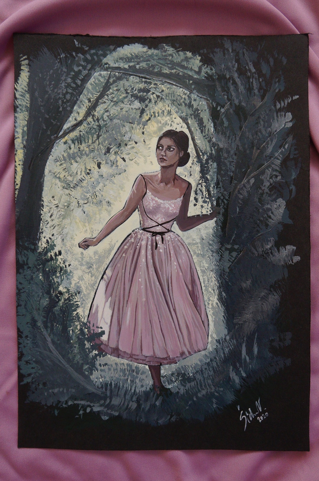 Princess Series Original Painting No.1 Signed, on Black Paper - Etsy