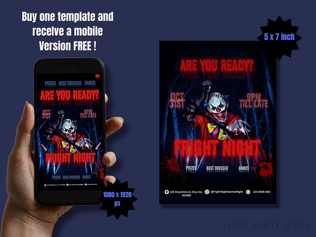 Fright Night Halloween Flyer Template | Digital/printable Invitation ...