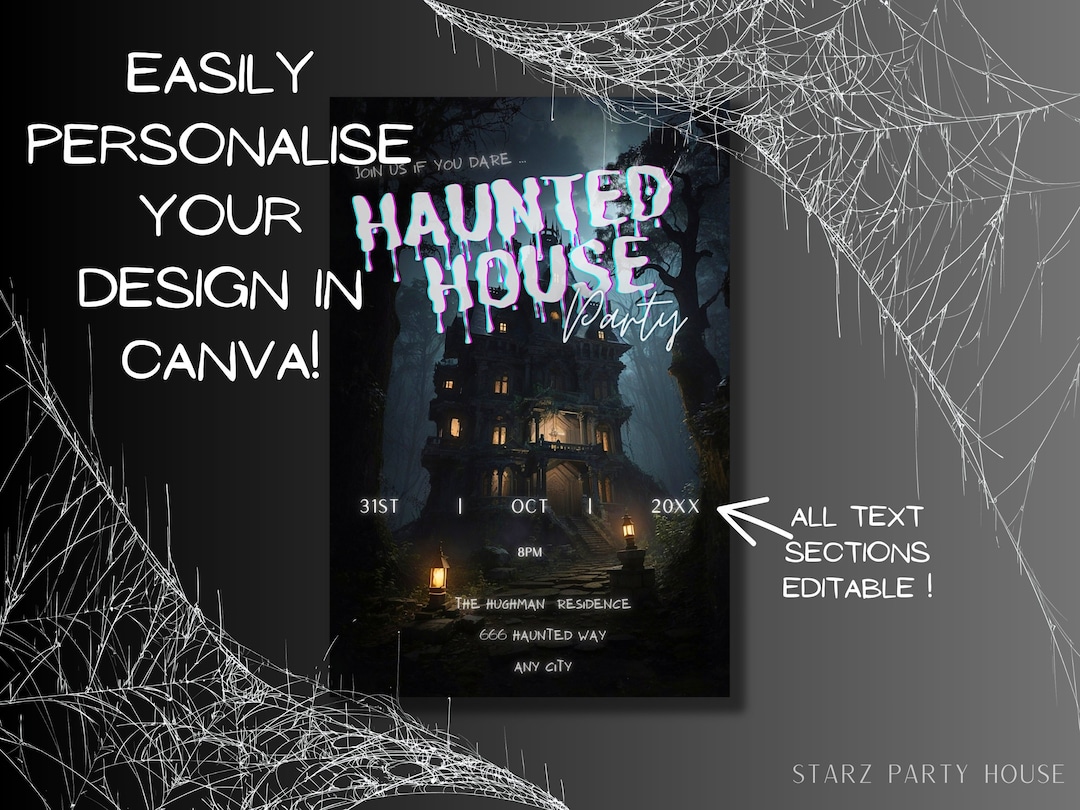 Haunted House Party Halloween Flyer Template | Digital/printable ...