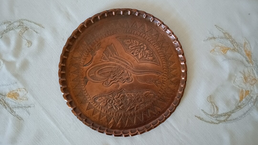 Large Ornate Copper Plate Handmade - Etsy