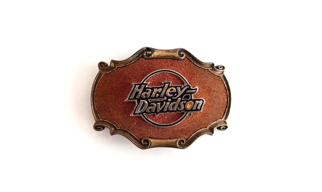 Harley Davidson Motorcycles Gold Shield Frame Belt Buckle 1978 Raintree ...