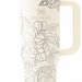 Stanley Tumbler Engraved With Peony Flower Wrap Design | Cream Stanley ...