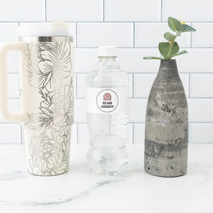 Stanley Tumbler Engraved With Peony Flower Wrap Design | Cream Stanley ...