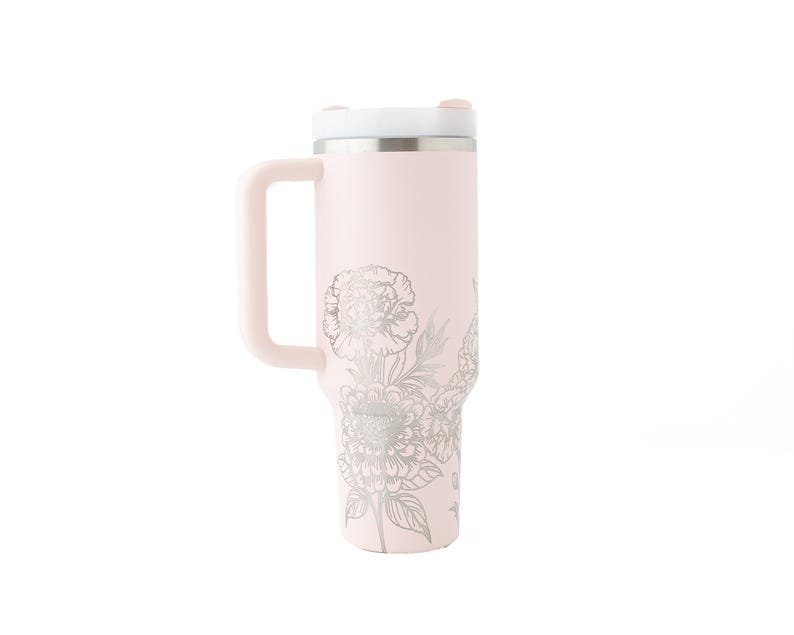 Stanley Tumbler Engraved With Zinnia & Carnation Floral Design | Bloom ...