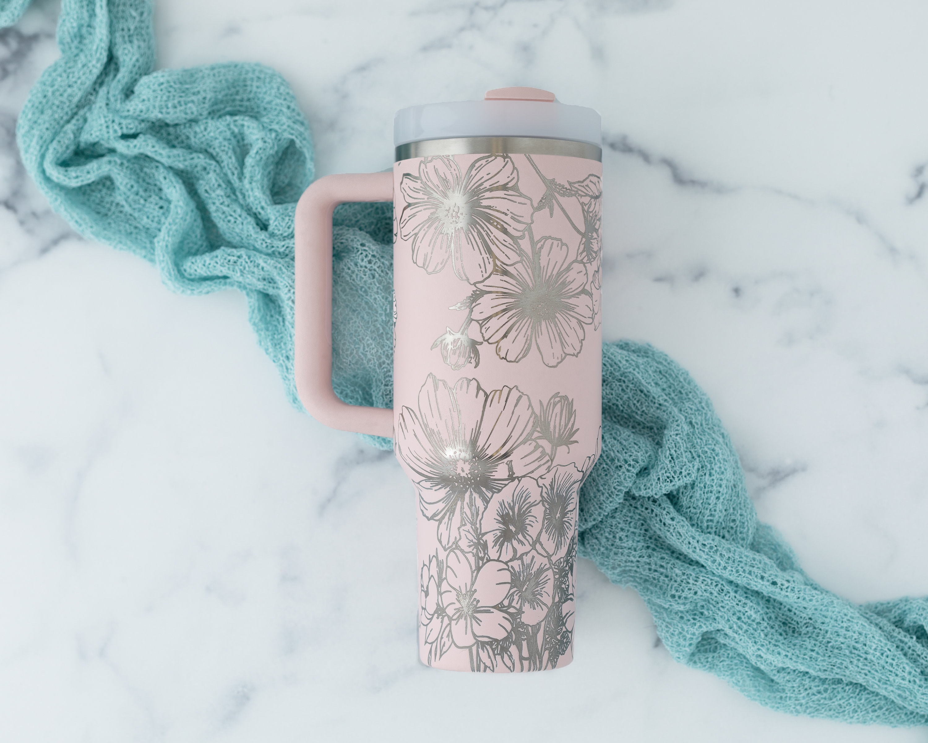 Stanley Bloom Tumbler 40oz/30oz | Laser Engraved Flower Design | Unique ...