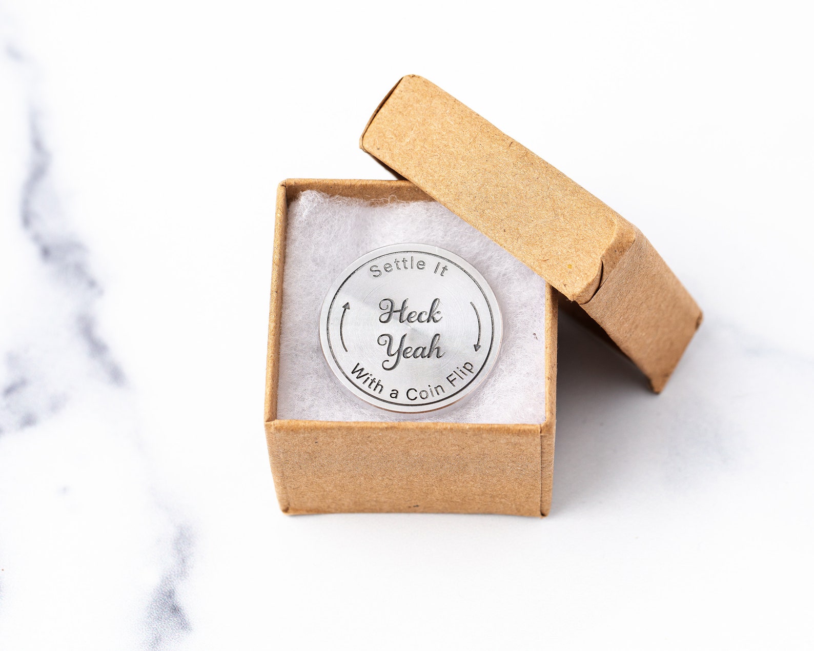 Flip Coin Laser Engraved With "heck Yeah" on One Side and "no Way" on ...