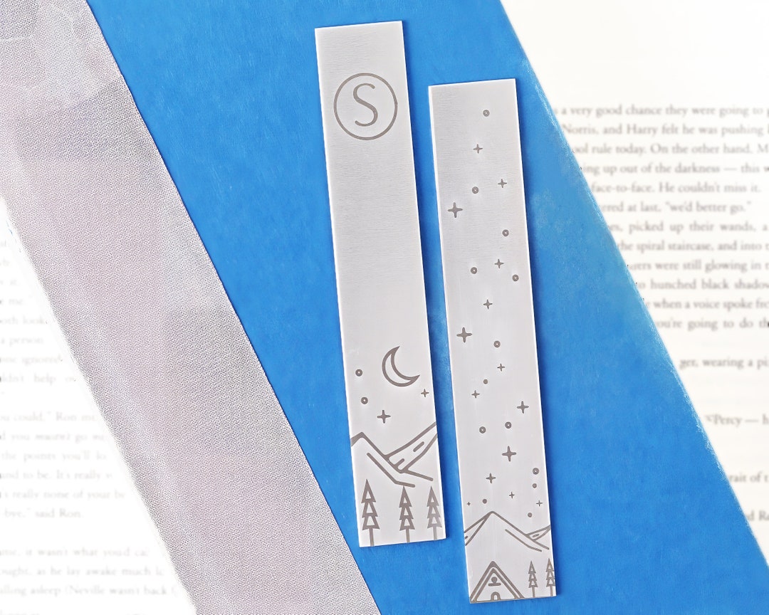Monogram Bookmark | Laser Etched Aluminum Bookmark Featuring Mountains ...