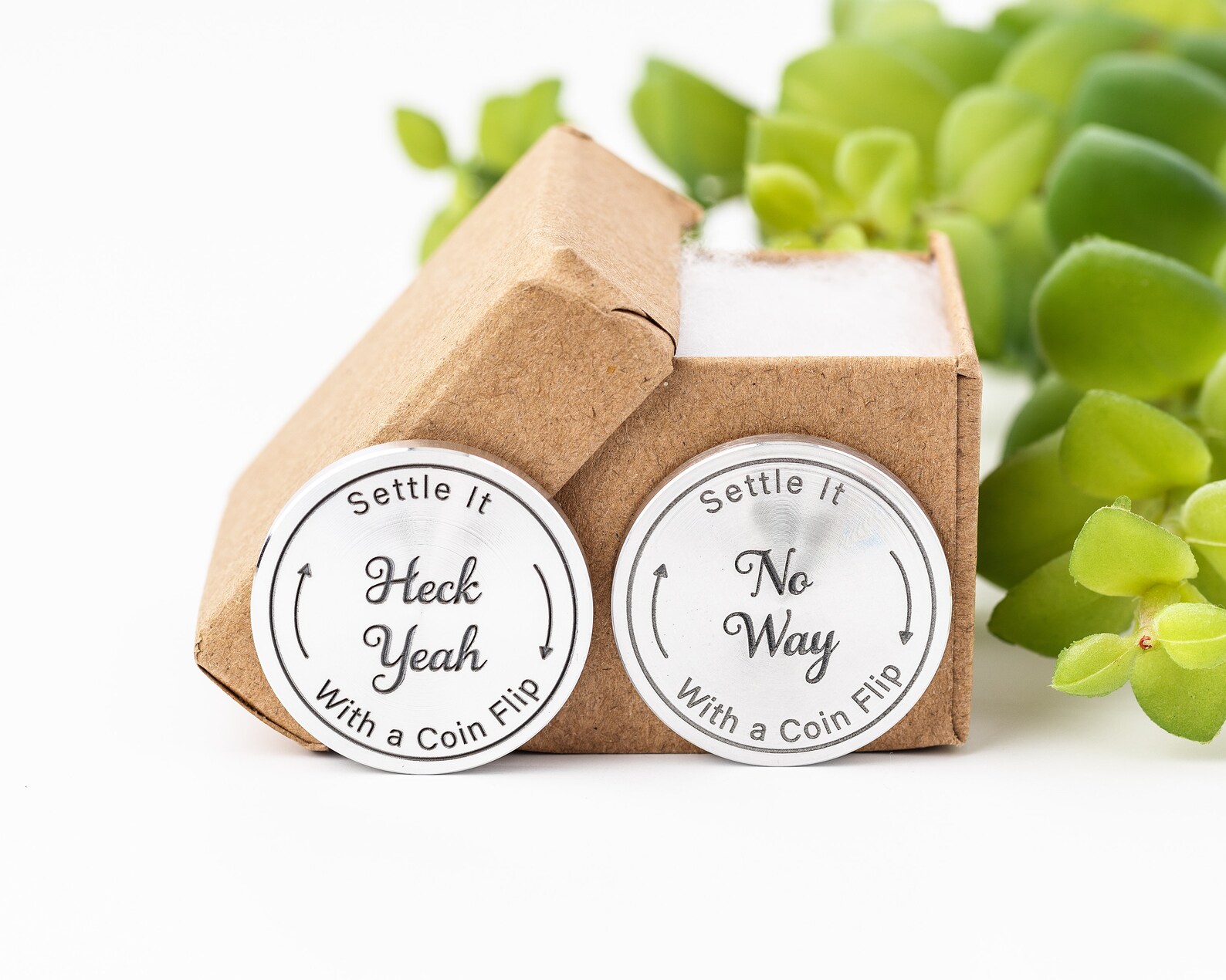 Flip Coin Laser Engraved With "heck Yeah" on One Side and "no Way" on ...