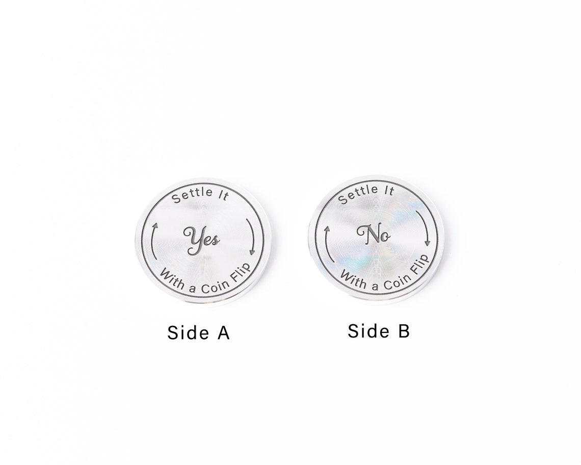 Flip Coin Laser Engraved With "yes" on One Side and "no" on the Other ...
