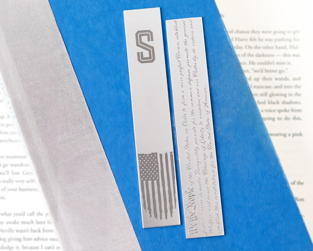 Metal Bookmark Laser Engraved With Monogram, American Flag and ...
