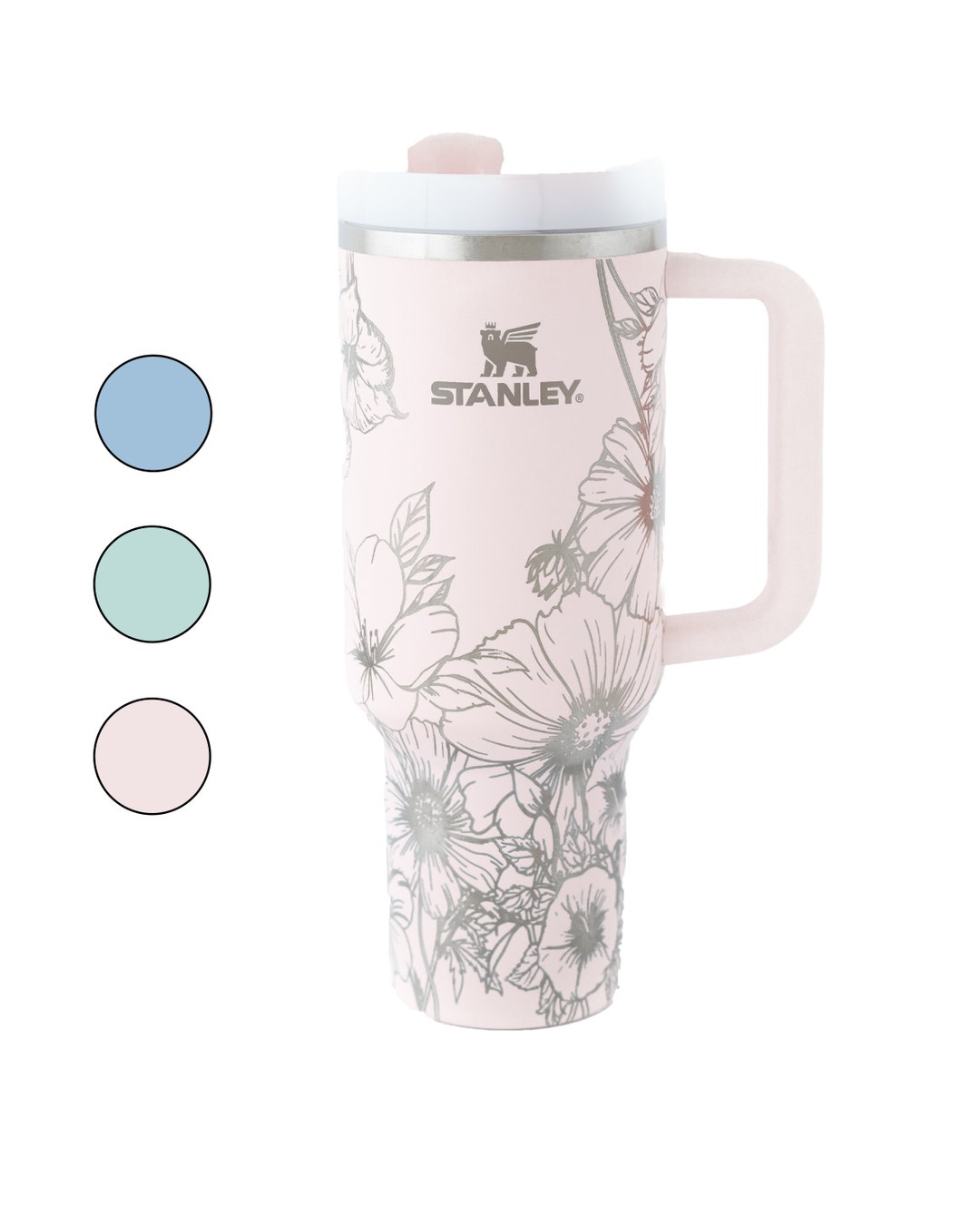 Stanley Bloom Tumbler 40oz/30oz | Laser Engraved Flower Design | Unique ...