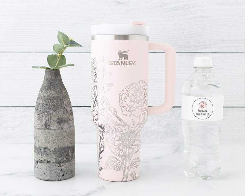 Stanley Tumbler Engraved With Zinnia & Carnation Floral Design | Bloom ...