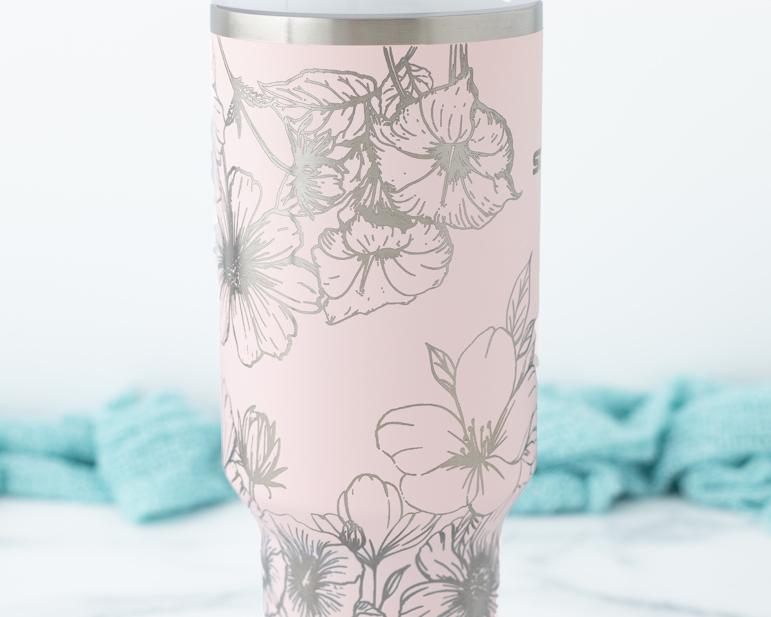 Stanley Bloom Tumbler 40oz/30oz | Laser Engraved Flower Design | Unique ...