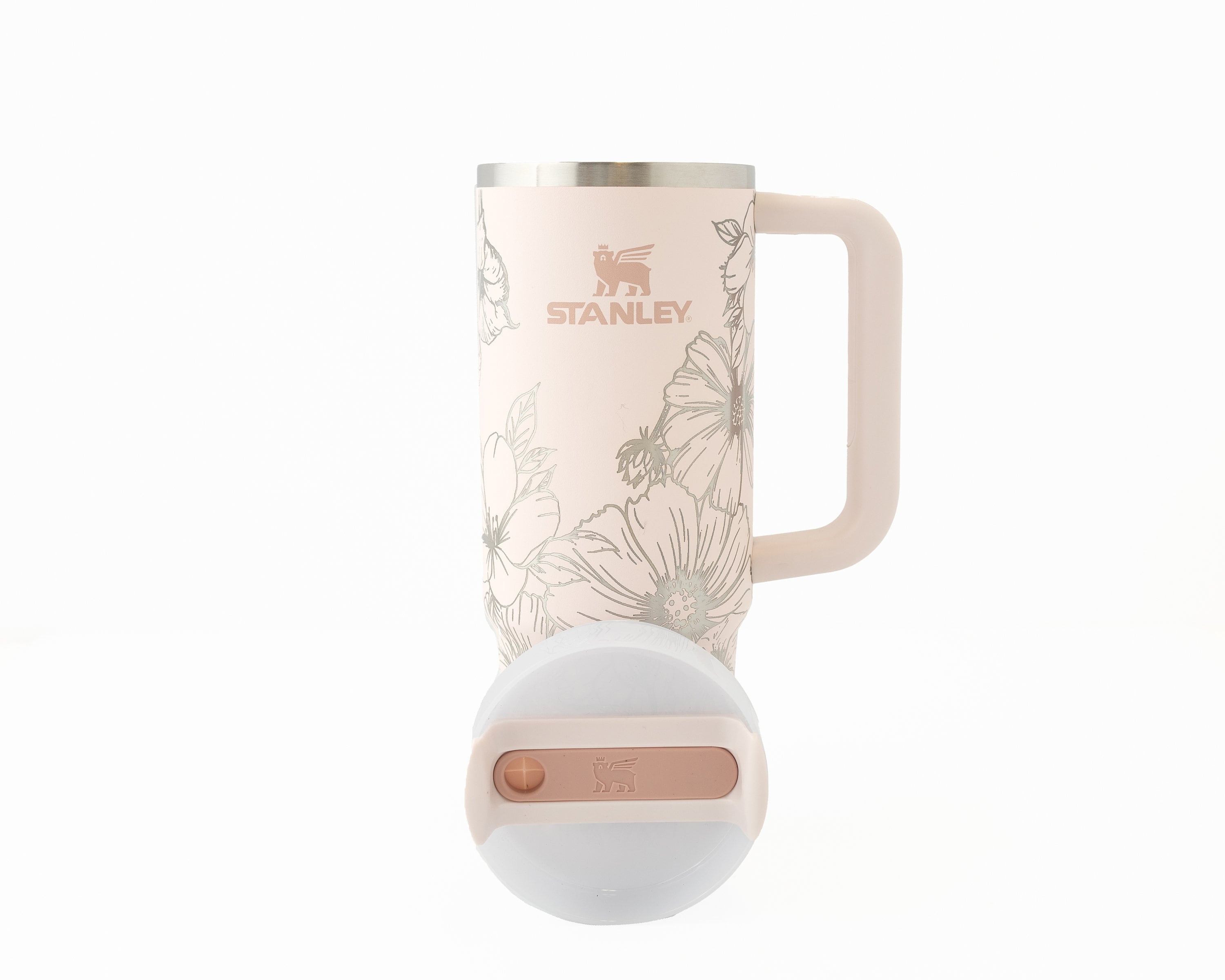 Stanley Tumbler Engraved With Flower Wrap Design | Rose Quartz Stanley ...