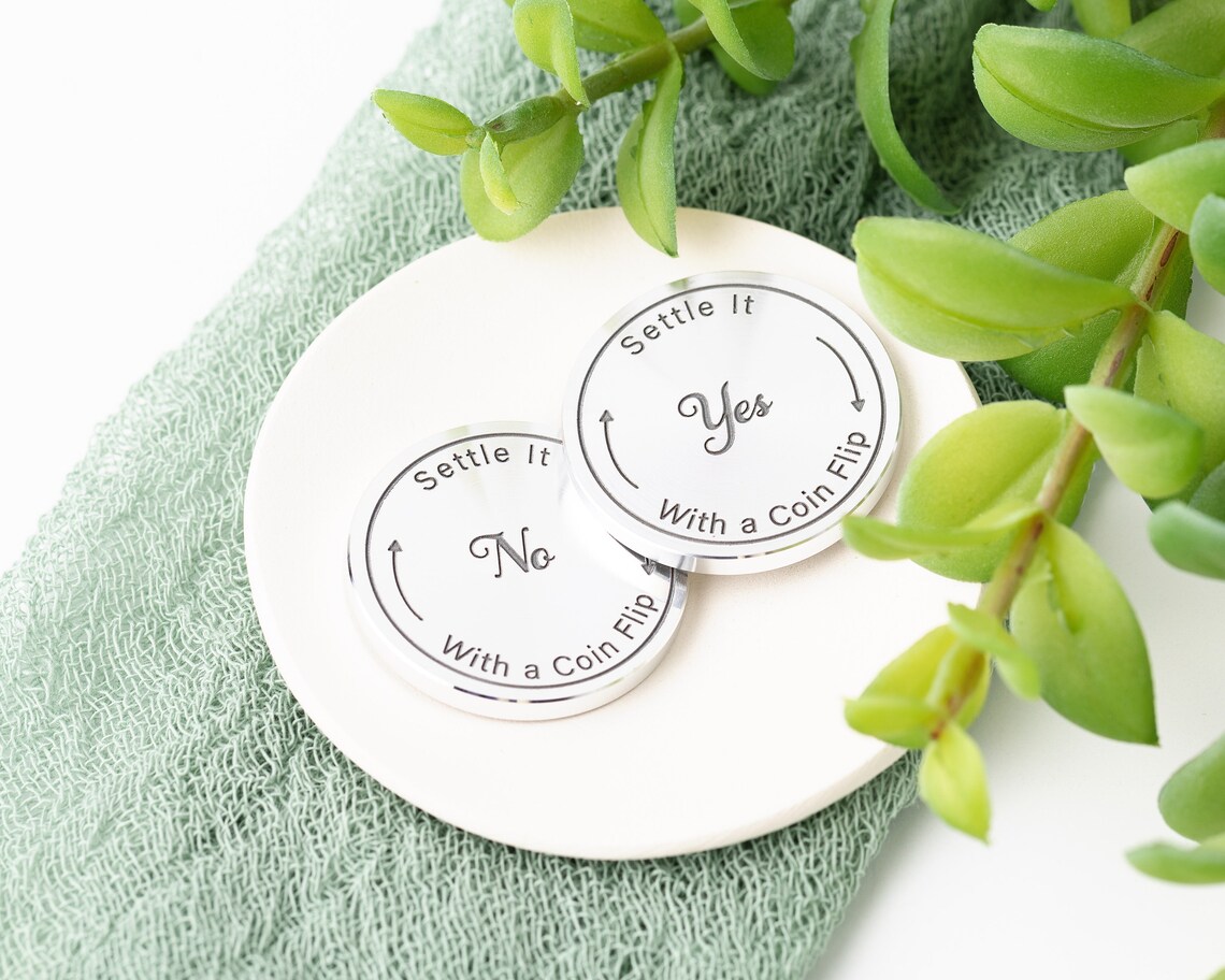 Flip Coin Laser Engraved With "yes" on One Side and "no" on the Other ...