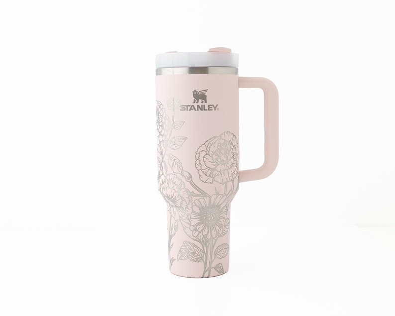 Stanley Tumbler Engraved With Zinnia & Carnation Floral Design | Bloom ...