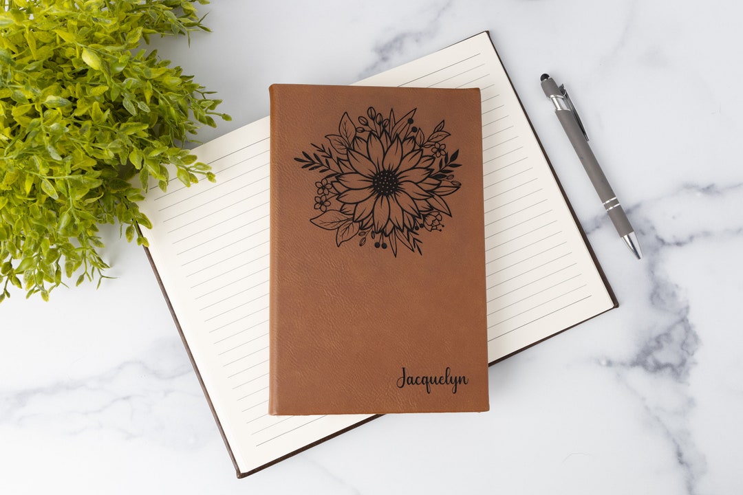 Custom Notebook Laser Engraved With Sunflower | Personalized ...