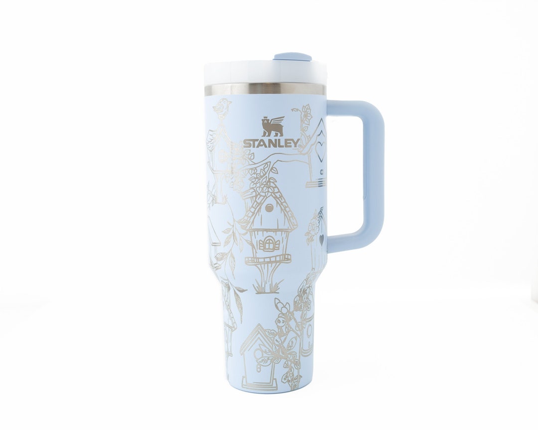 Stanley Tumbler Engraved With Bird House Design | Heather Blue Stanley ...