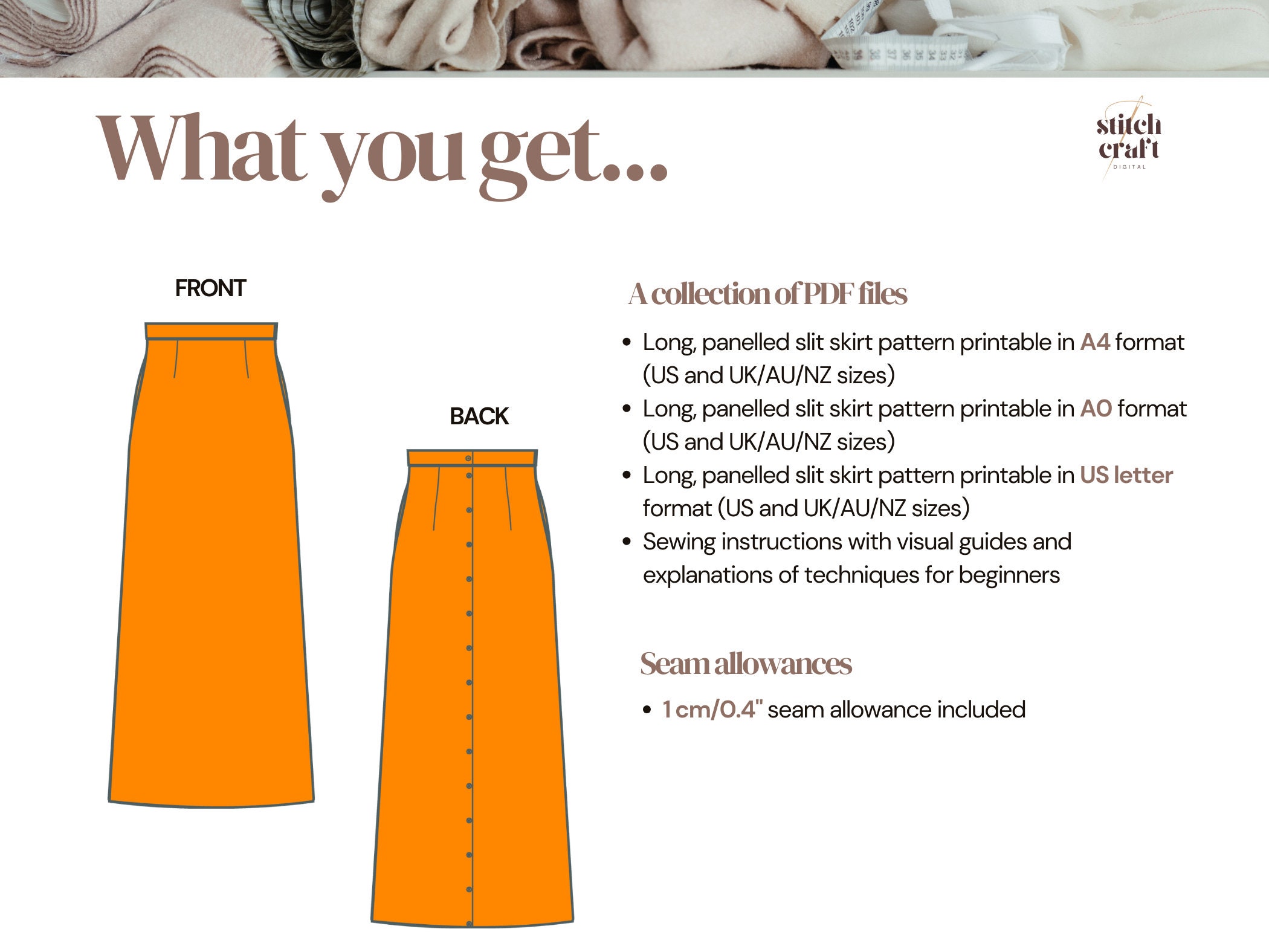 A Line Skirt Sewing Pattern, A Line Skirt With Pockets, Maxi Skirt With ...