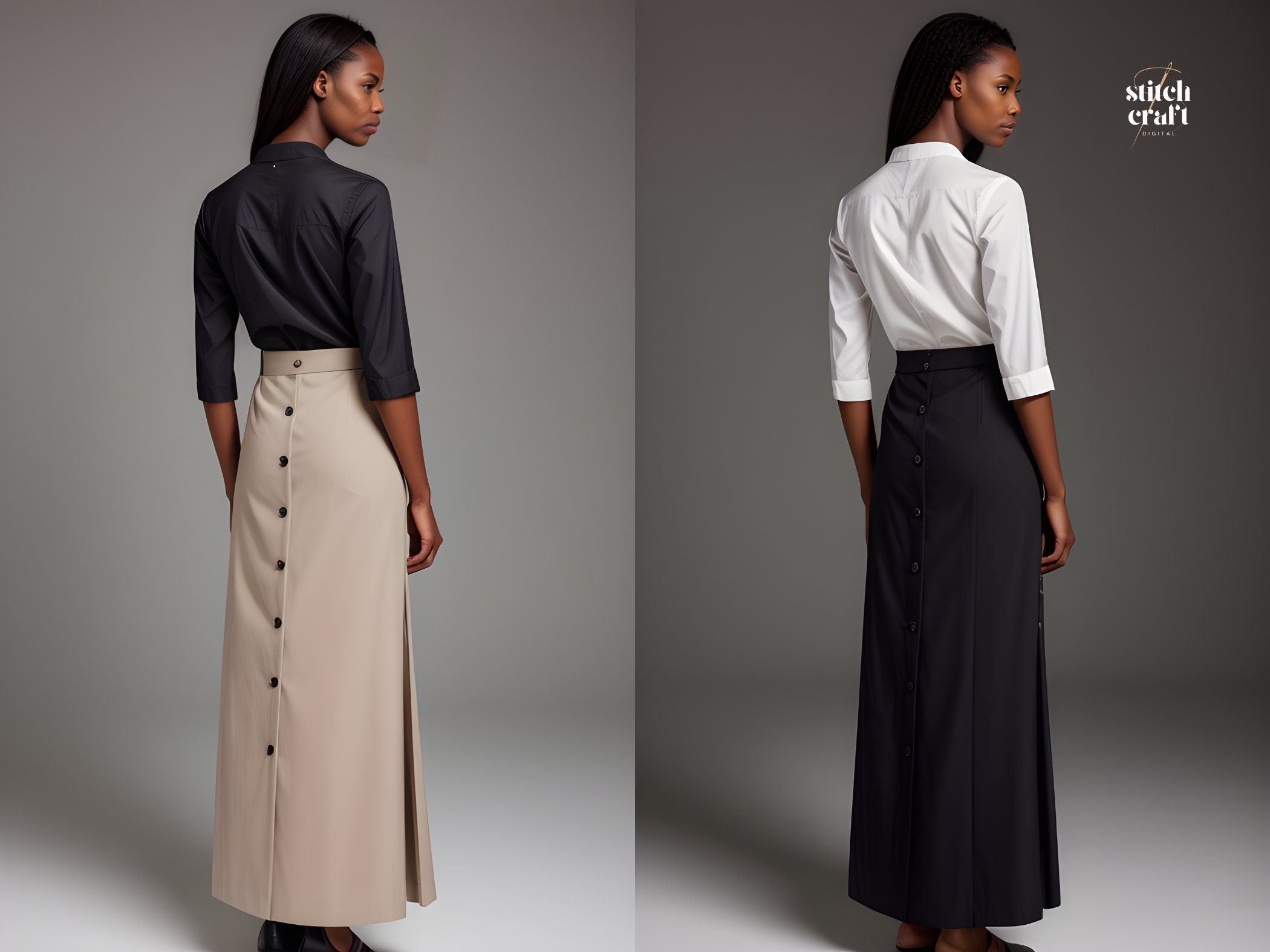 A Line Skirt Sewing Pattern, A Line Skirt With Pockets, Maxi Skirt With ...