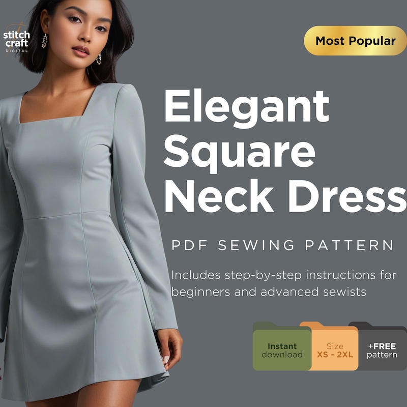 Sheath Dress Square Neck - Etsy