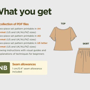 Linen Top and Skirt Sewing Pattern: Beginner Friendly (a0/a4/letter ...