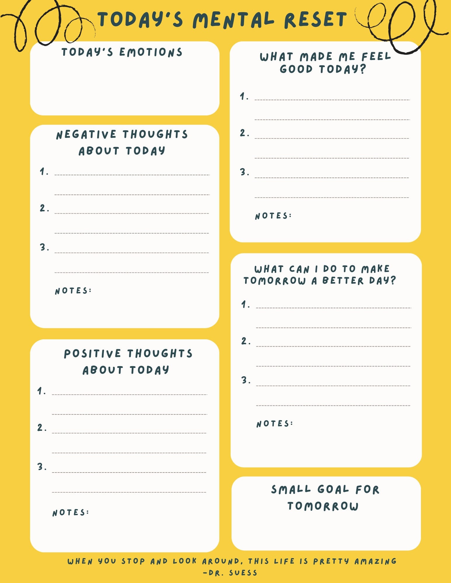 Mental Reset Worksheet - Etsy