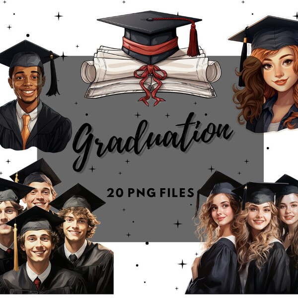 Cap and Gown Clipart - Etsy