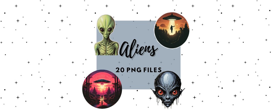 Alien Clip Art Bundle PNG Files: Digital Download, Commercial Use ...