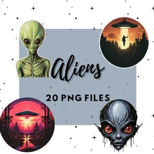 Alien Clip Art Bundle PNG Files: Digital Download, Commercial Use ...