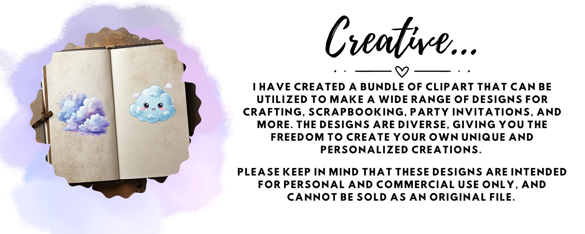 Cloud Clipart Bundle PNG Files: Cute Clouds, Rain Cloud, Sky, Nursery ...