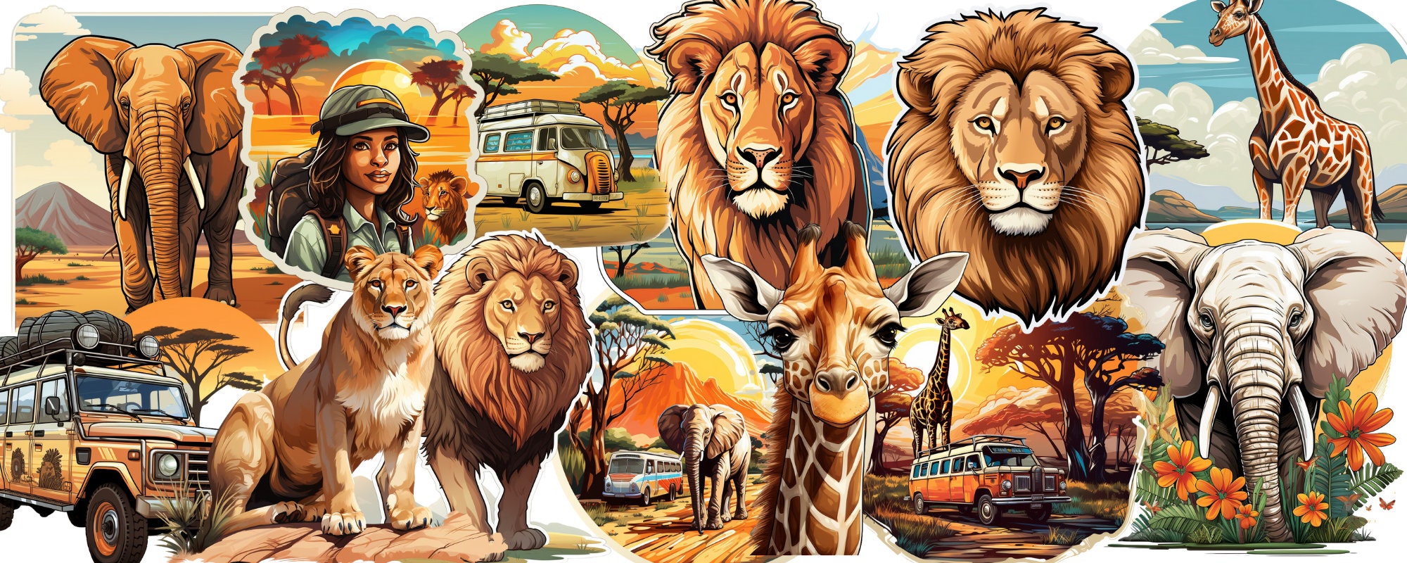 Safari Clipart Bundle: Digital Download Commercial Use Lion - Etsy