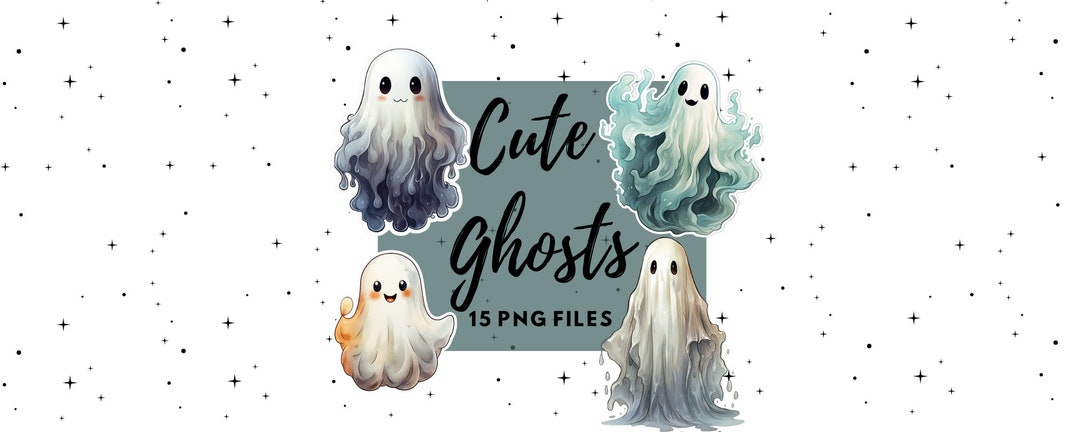 Cute Ghost Clipart Bundle PNG Files Spooky Halloween - Etsy