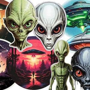 Alien Clip Art Bundle PNG Files: Digital Download, Commercial Use ...