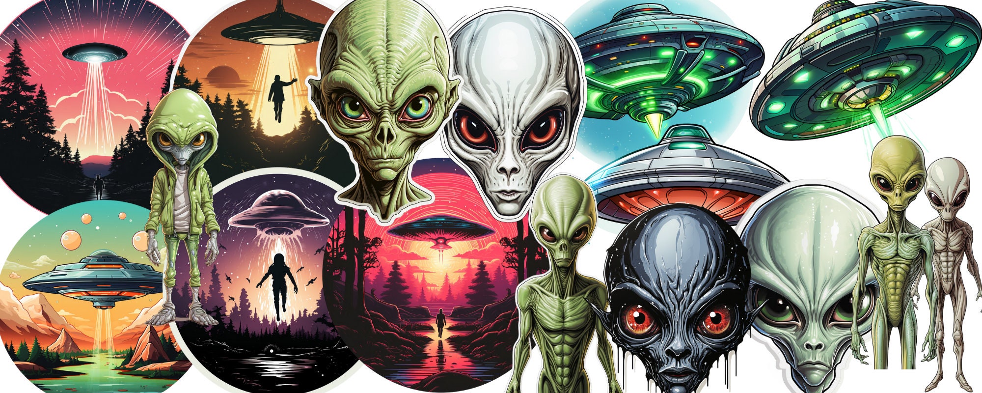 Alien Clip Art Bundle PNG Files: Digital Download, Commercial Use ...
