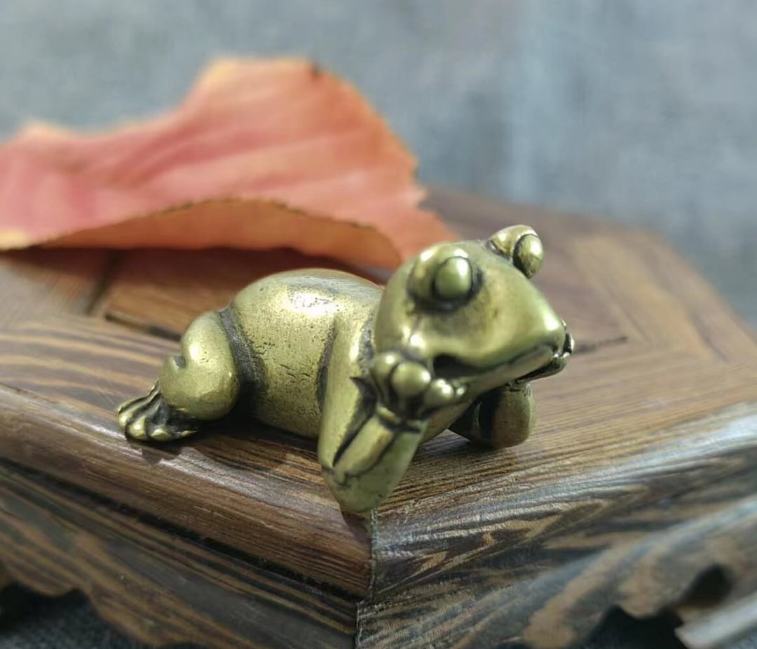 Get 2 Brass Cute Frog Amulet Copper Mythological Animals Home - Etsy
