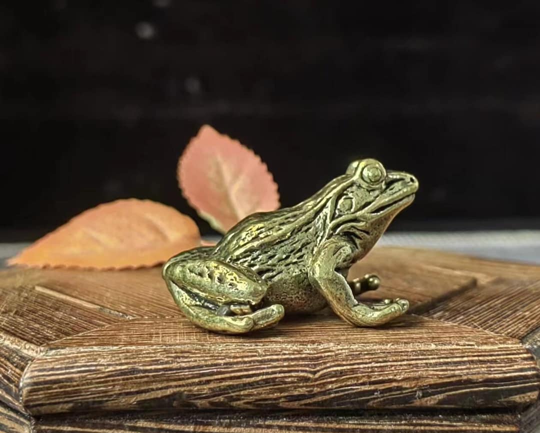 Get 2 Brass Frog Amulet Copper Mythological Animals Home Decoration ...