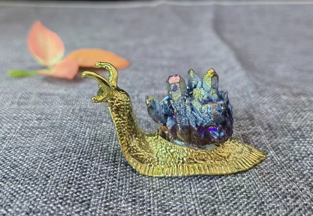 Detailed Blue Crystal Brass Snails Figurine Art Decor Great - Etsy