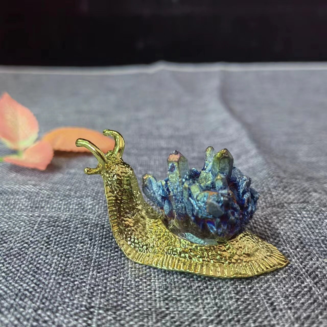 Detailed Blue Crystal Brass Snails Figurine Art Decor Great - Etsy