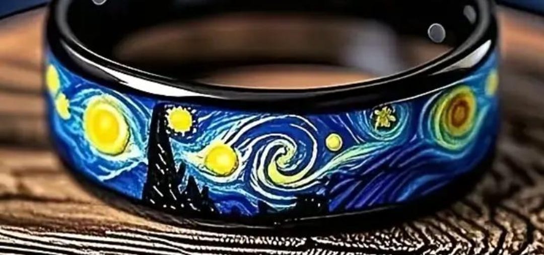 Starry Night, Van Gogh, Stainless Steel, Statement Ring - Etsy