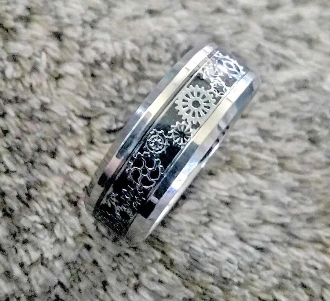 Steampunk Ring, Gears, Tungsten, Watch Workings, Party Gift, Motorcycle ...