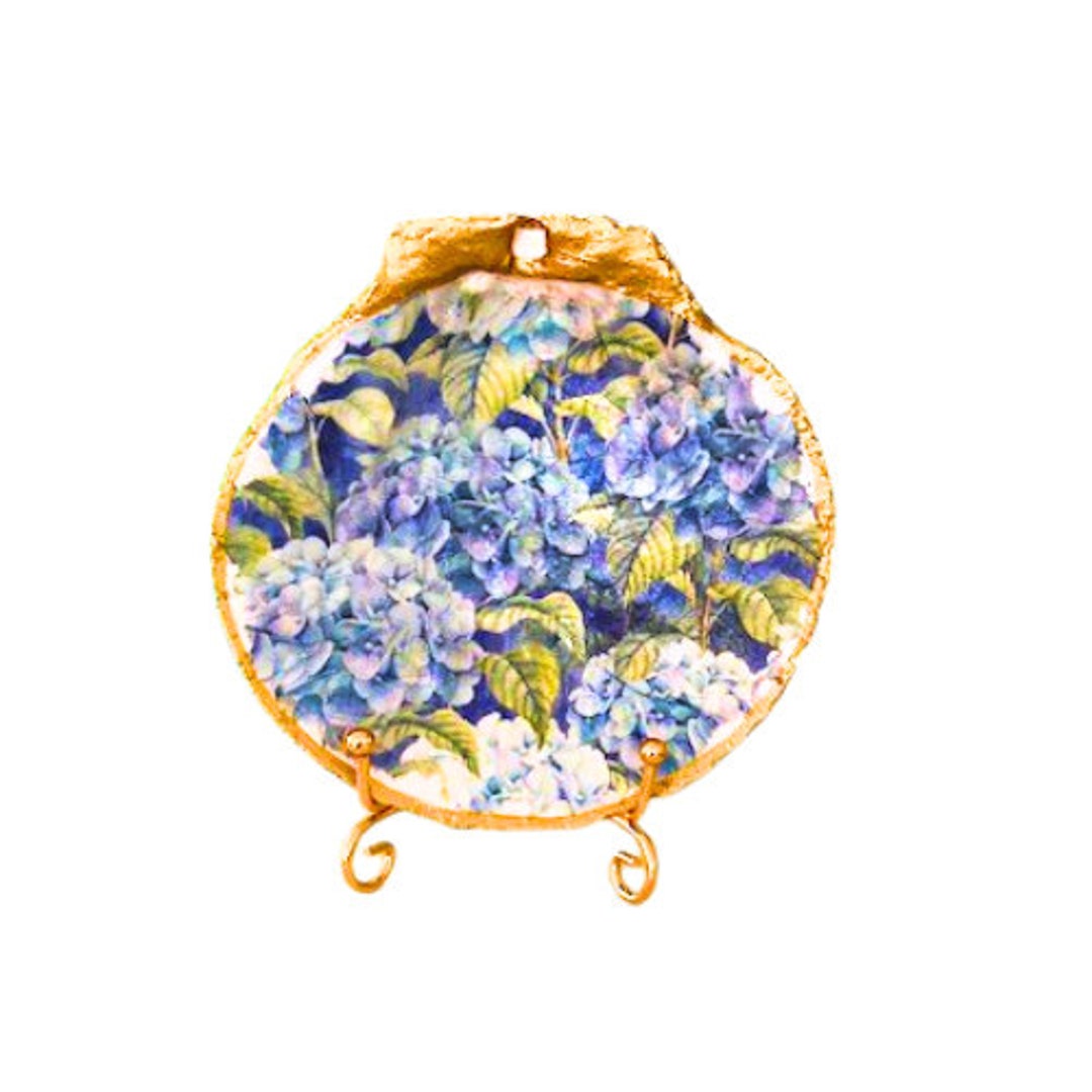 Hydrangea Shell Jewelry Holder or Ring Dish, Floral Home Decor ...